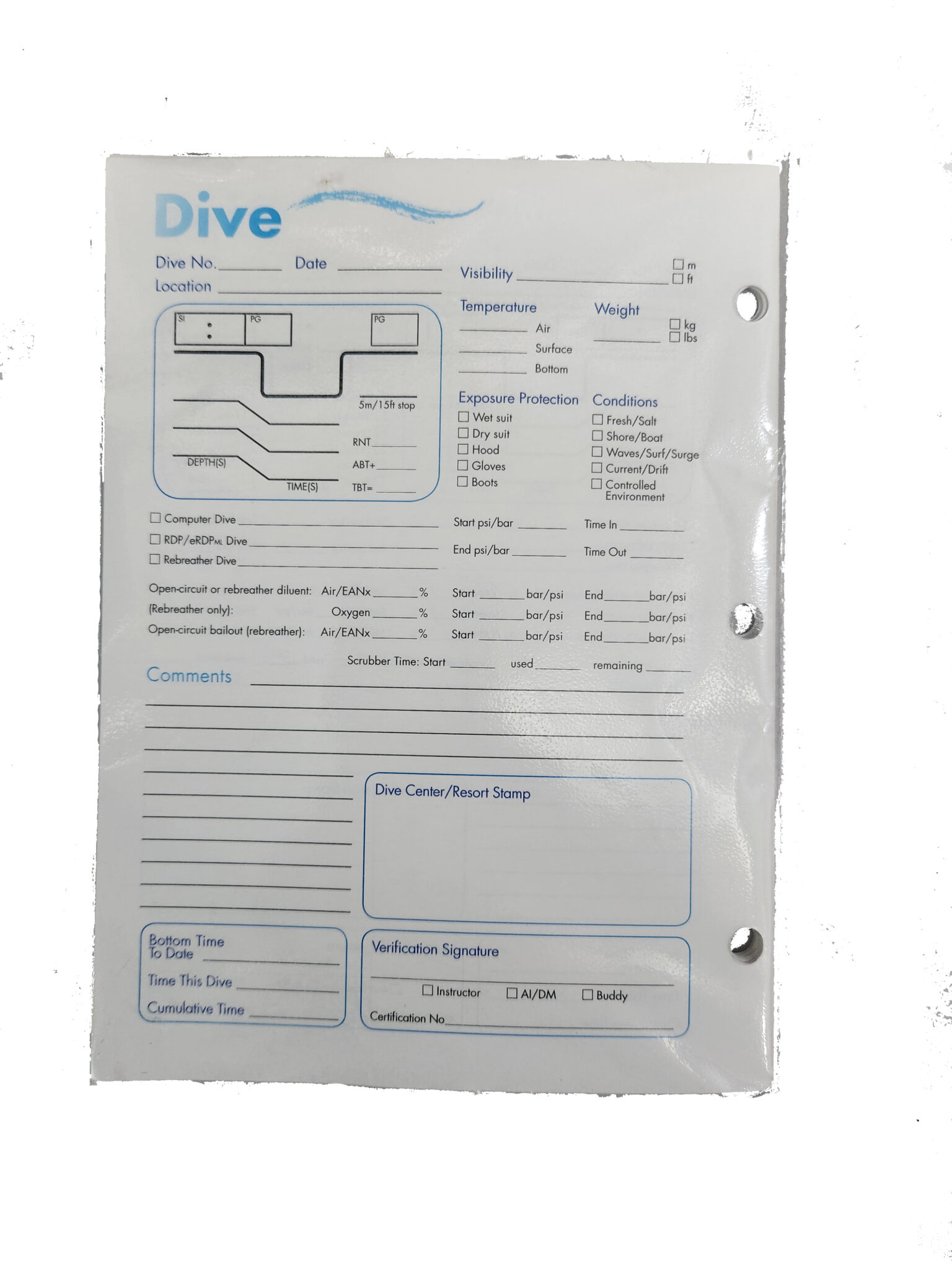 Dive Log Pages 20pack - JettyDive